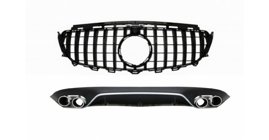 Difuzor Bara Spate cu Grila Centrala Neagra Mercedes E-Class C238 AMG Sport Line (2016+) E53 ...