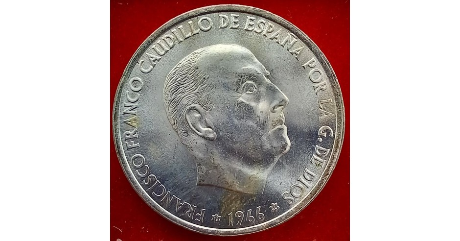 (A24) MONEDA DIN ARGINT SPANIA - 100 PESETAS 1966 (66), FRANCISCO ...