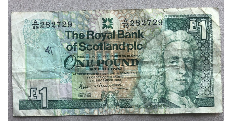 Scotia 1 lira pound 1988 Edinburgh Castle | arhiva Okazii.ro