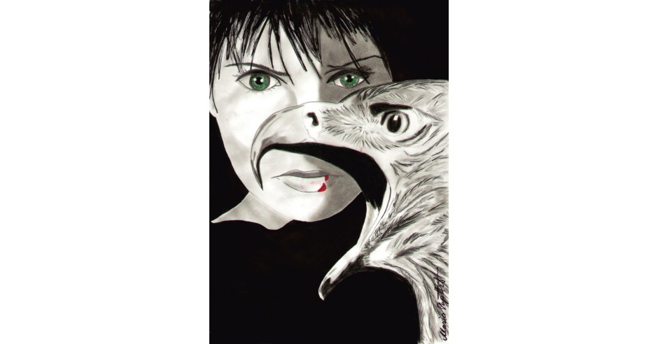 Fata soim - manga, grafica originala anime, carbune & tus pe hartie ...