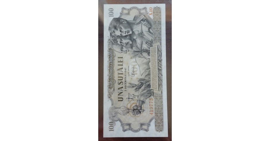 Reforma monetara....100 lei 5 dec 1947....filigran RPR.....UNC.....RAR ...