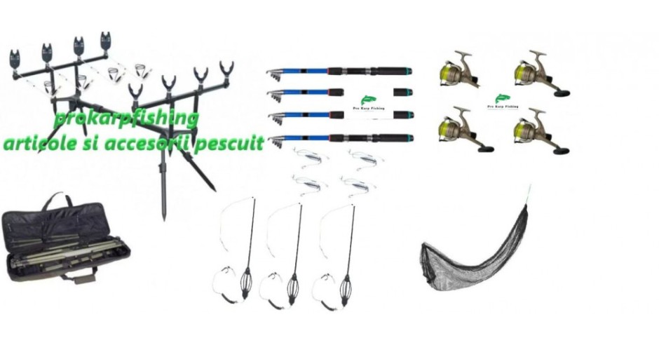 Set pescuit cu rod pod echipat cu 4 senzori si 4 lansete 3.6m echipate ...