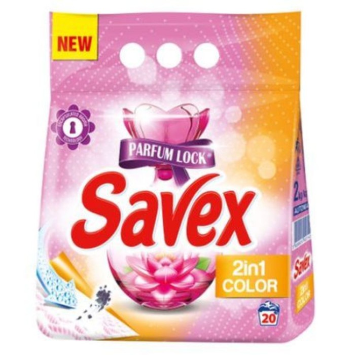 Detergent Pudra Automat pentru Rufe SAVEX 2 in 1 Color, Cantitate 2 Kg ...