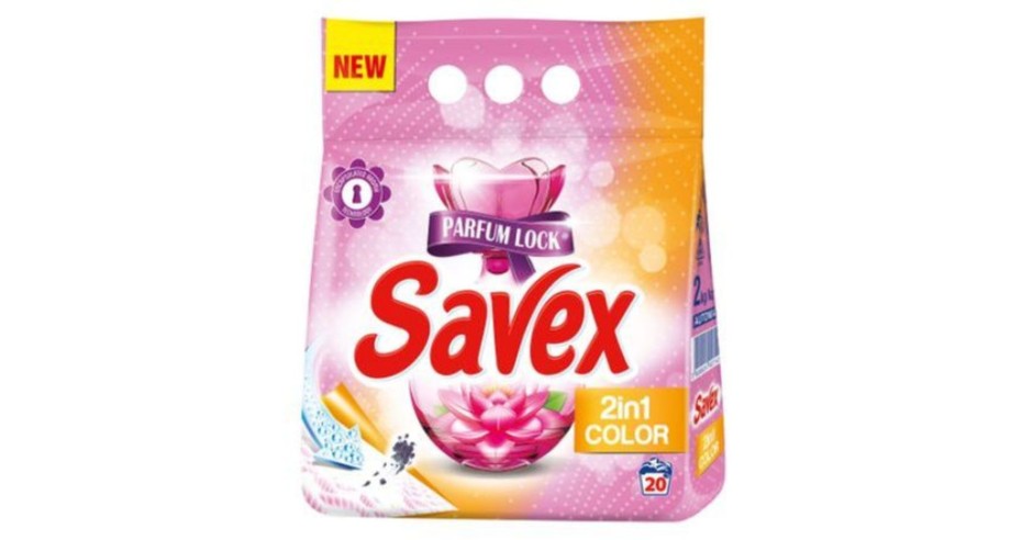 Detergent Pudra Automat pentru Rufe SAVEX 2 in 1 Color, Cantitate 2 Kg ... Detergent Pudra Automat pentru Rufe SAVEX 2 in 1 Color, Cantitate 2 Kg ...