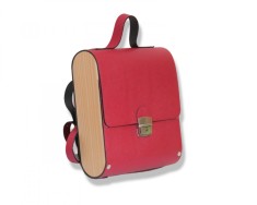 Rucsac dama din piele naturala si lemn reciclat, lucrat manual, Dory ...