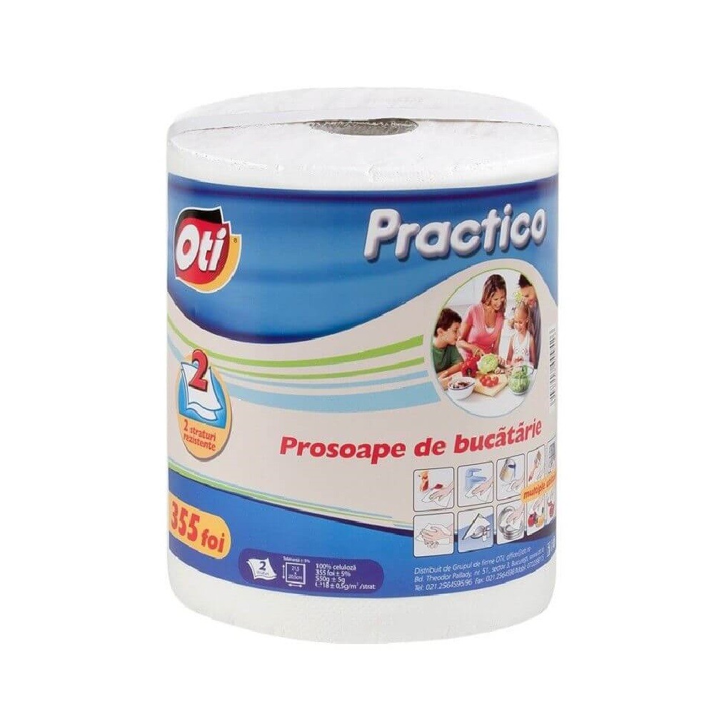 Rola Prosoape Albe Bucatarie OTI Practico, 2 Straturi, 21.5cm x 19.5m ...