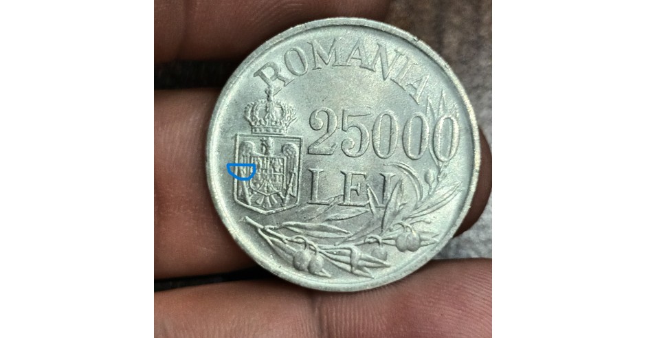 25000 LEI 1946 ARGINT LINIUTA LA SPADA DIN SCUT RARA | arhiva Okazii.ro