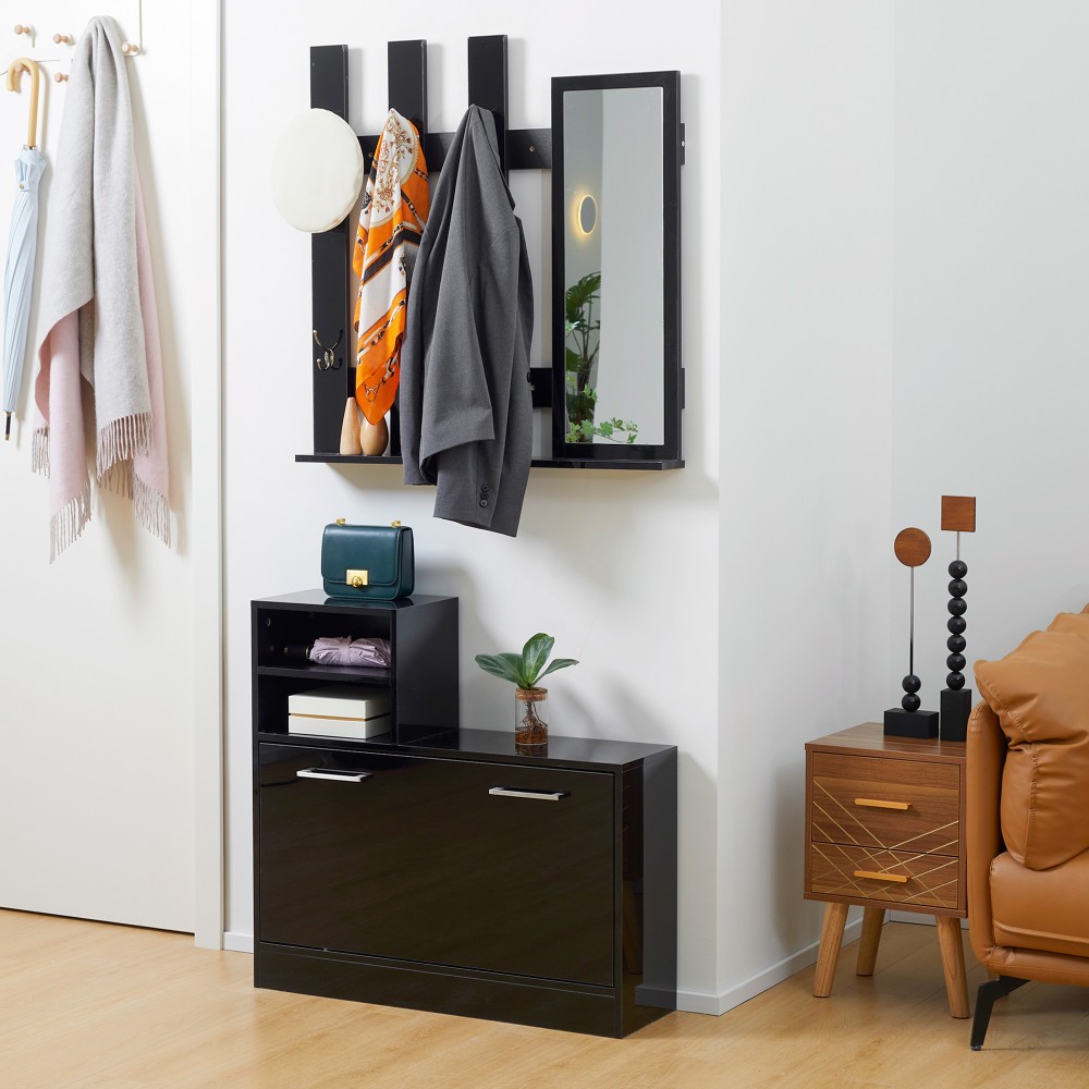 HOMCOM Set de 2, Organizator Lucios Intens pentru Holul de la Intrare ...