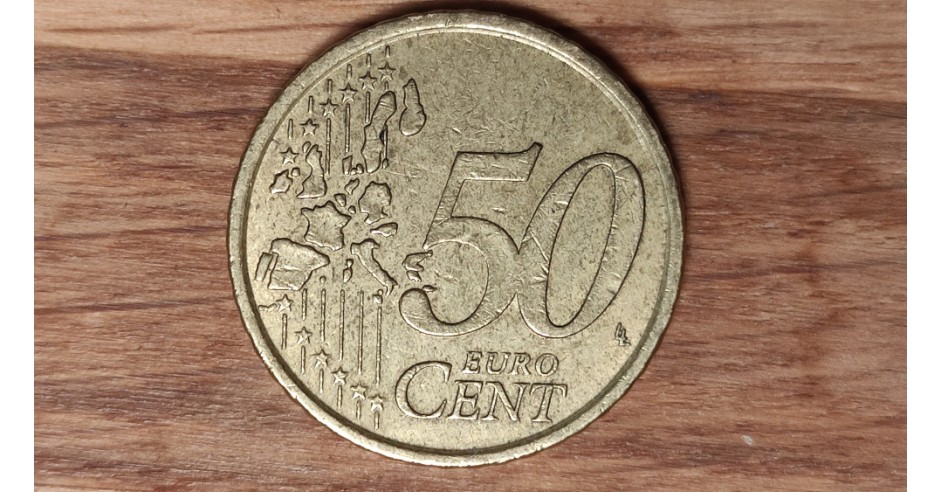 Italia- moneda de colectie - 50 euro cent 2002 - Prima harta a Europei ...