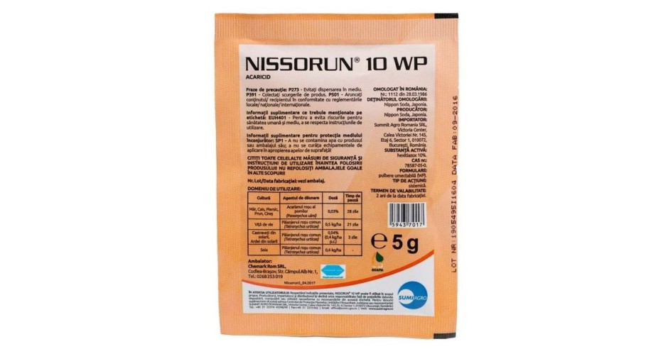 Insecticid acaricid NISSORUN 10 WP - 5 g, Sumi Agro, Sistemic, Rosii ...