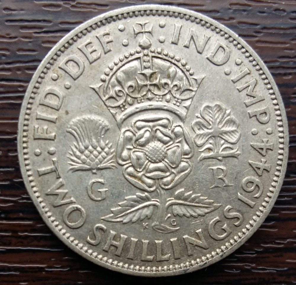 (A13) MONEDA DIN ARGINT ANGLIA - 2 SHILLING 1944 | arhiva Okazii.ro