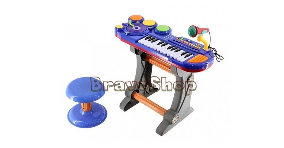 Orga cu scaunel, tobe si microfon / Orga de jucarie pentru copii BB69B ...
