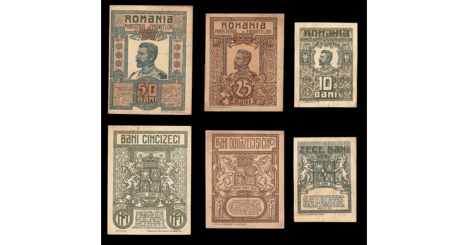 Bancnote romanesti, bani vechi, 50, 25, 10 bani 1917 -Ferdinand ...