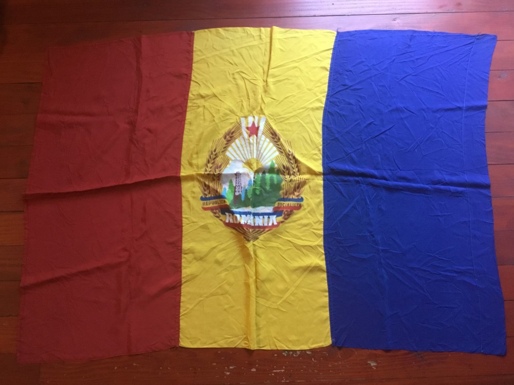 Steag RSR - Steagul romaniei cu emblema / Republica Socialista Romania ...
