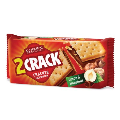 Biscuiti cu Umplutura de Ciocolata si Alune, Roshen 2 Crack, 235 g ...