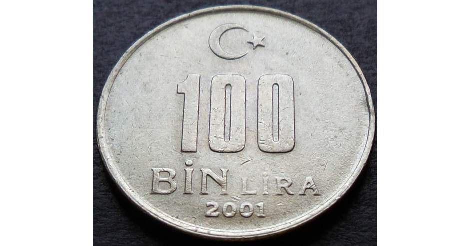 Moneda 100 BIN LIRA - TURCIA, anul 2001 * cod 2675, Europa | Okazii.ro