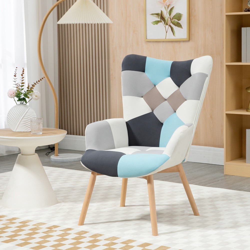 HOMCOM Scaune Decorative cu Scaun Tapisat, Fotoliu cu Brat Capitonat ...