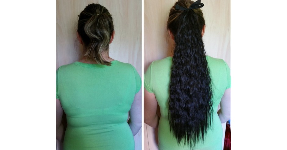 Extensie Coada par sintetic in valuri, ondulat, NEGRU, BRUNET, 61 cm ...