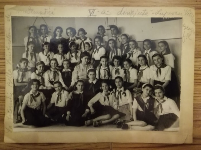 1951, Fotografie scolara grup, primele cravate de pionier, comunism ...