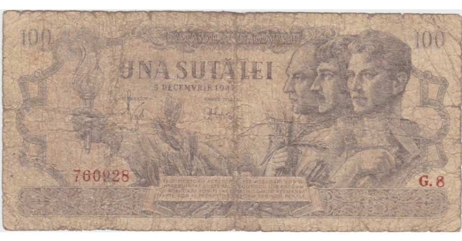 ROMANIA 100 LEI 5 DECEMBRIE 1947 UZATA | arhiva Okazii.ro