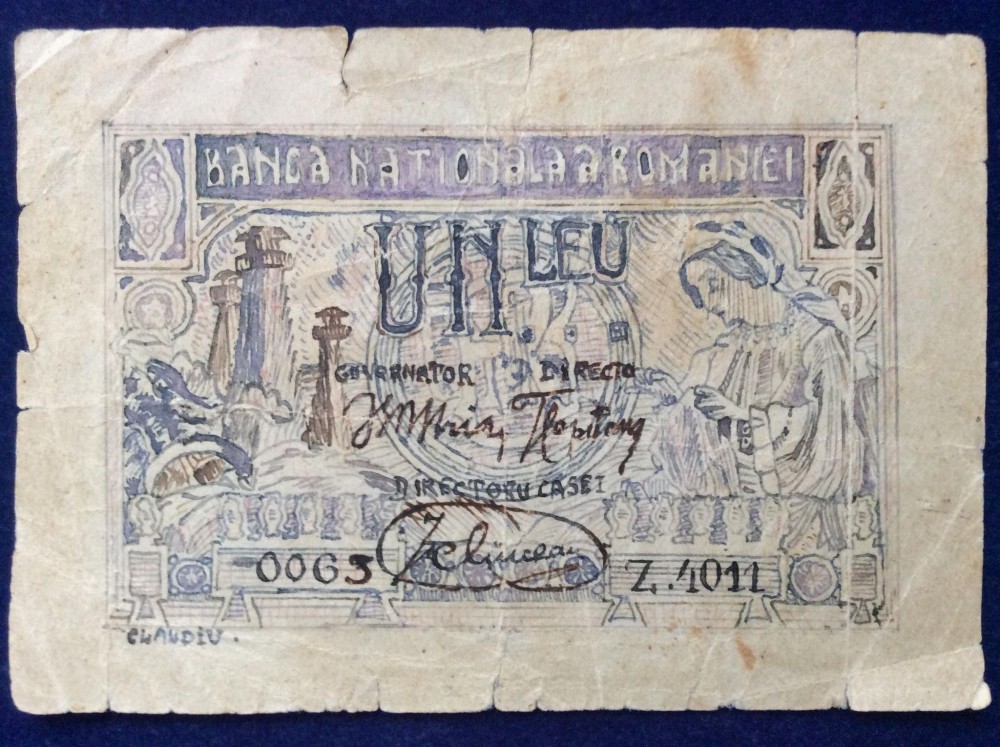 Bancnote Romania - 1 leu 1920 - PROBA - UNIFA?A - UNICAT | arhiva Okazii.ro