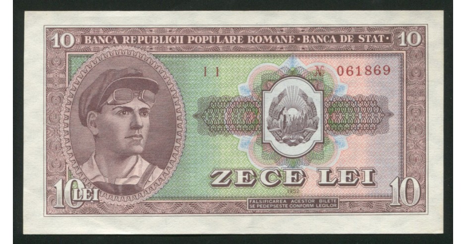 t027 BANCNOTA 10 LEI 1952 SERIE ROSIE UNC NECIRCULATA | arhiva Okazii.ro