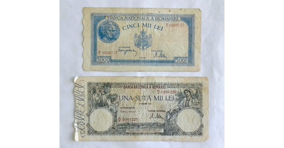 Bancnote romanesti 5.000 lei 1944 / 100.000 lei 1946 | Okazii.ro