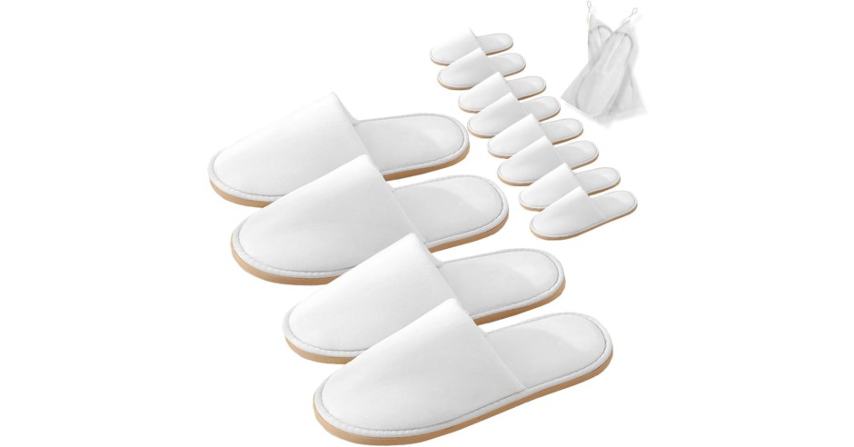 6 perechi de papuci spa, lavabili și reutilizabili, papuci de hotel de ...