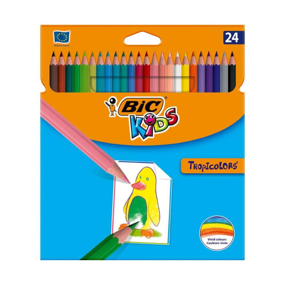 Creioane Colorate Bic Tropicolors, 24 Buc/set, Culori Asortate, Creion ...