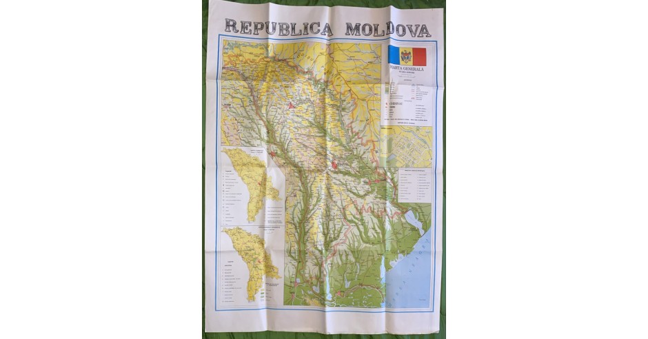 REPUBLICA MOLDOVA HARTA VECHE,FORMAT MARE SCARA 1;500000(98x76cm.)limba ...