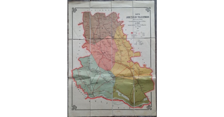 Harta judetului Teleorman, C. Paun 1931 | Okazii.ro