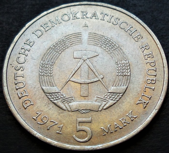 Moneda 5 MARCI / MARK RDG - RD GERMANA (DDR), anul 1971 *cod 163 ...