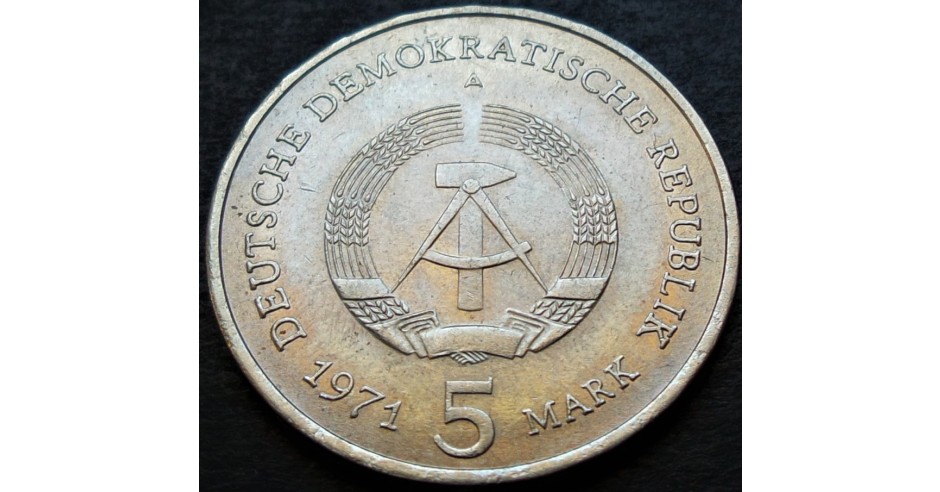 Moneda 5 MARCI / MARK RDG - RD GERMANA (DDR), anul 1971 *cod 163 ...