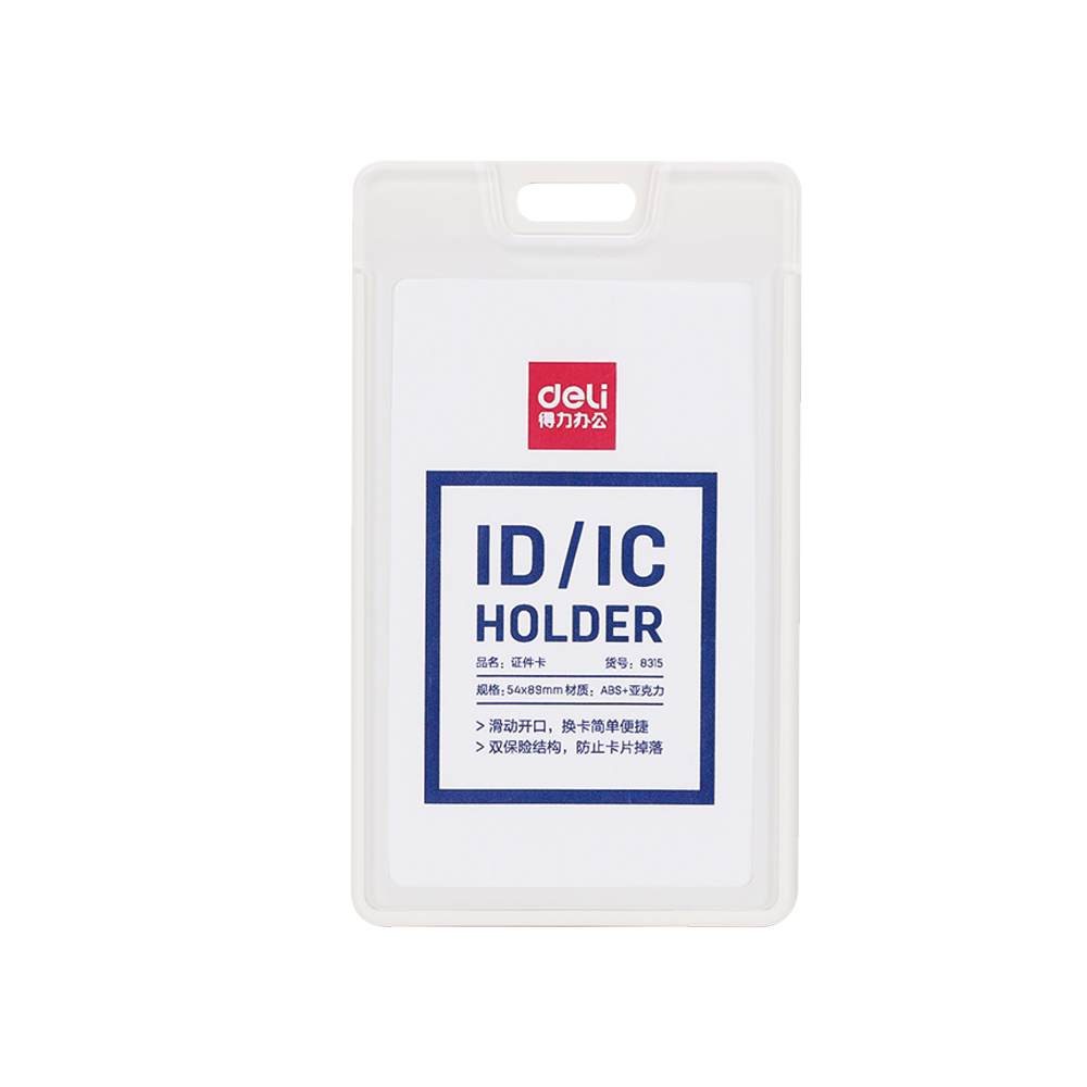 Ecuson Vertical Rigid pentru Carduri Deli, 54x90 mm, Alb, Deschidere ...