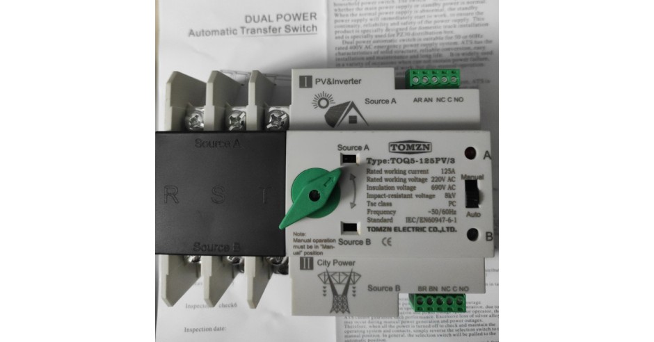 Comutator automat/manual panouri fotovoltaice ATS 3P 230V 125A ...