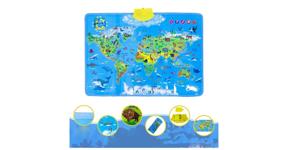Harta interactiva cu animalele lumii, cu sunete, educationala si ...