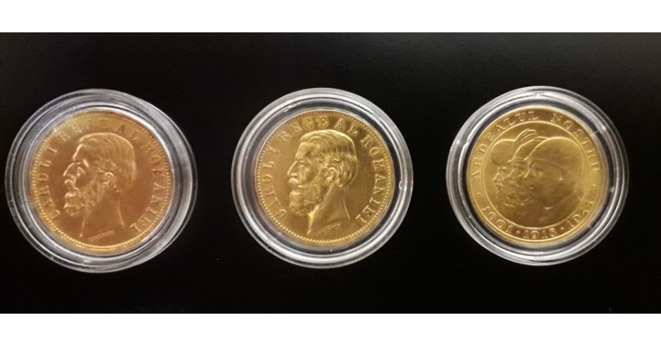LOT 3 MONEDE AUR-20 LEI 1883-20 LEI 1890-20 LEI 1944 (MEDALIA ARDEALUL ...