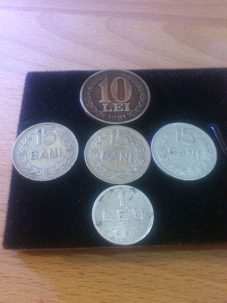 15 bani 1960 1966 1975 , 10 lei 1991 , 1 leu 1951 starea din poze ...