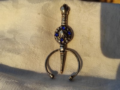 FIBULA argint MEDALION si BROSA etnica TRIBALA unica VECHE de colectie ...