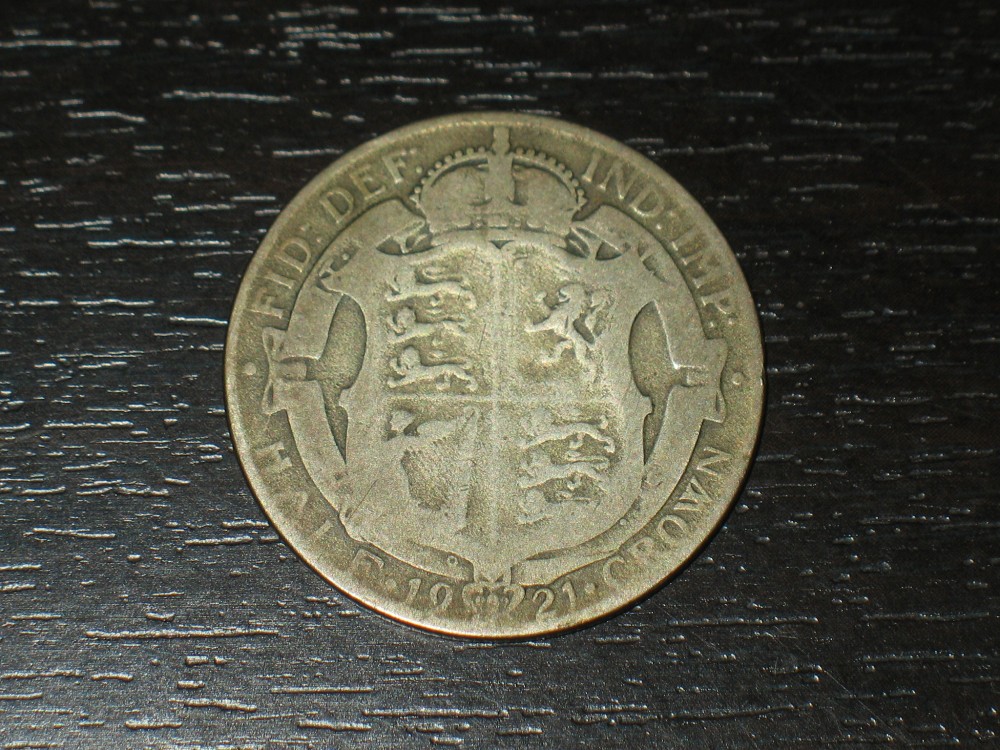 Moneda argint half crown Anglia 1921, regele George V | arhiva Okazii.ro