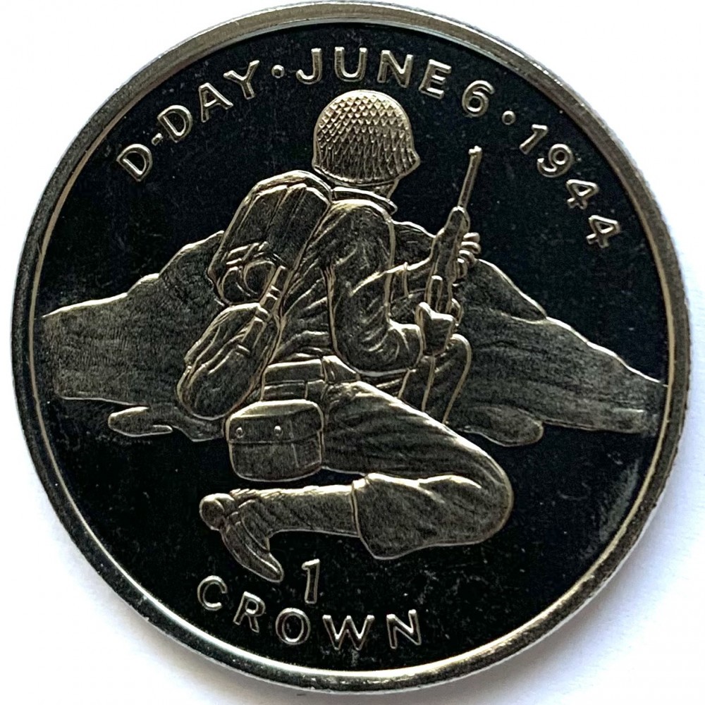 INSULA MAN 1 CROWN 1994,( 50TH ANNIVERSARY - D - DAY ), Europa, Cupru ...