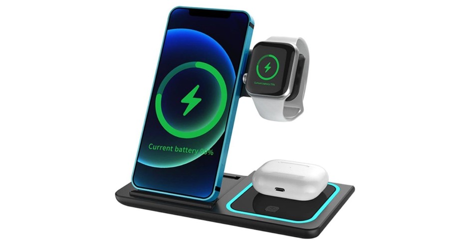 Incarcator Wireless Rapid, Universal, 3 in 1, cu Doua Bobine Fast ...