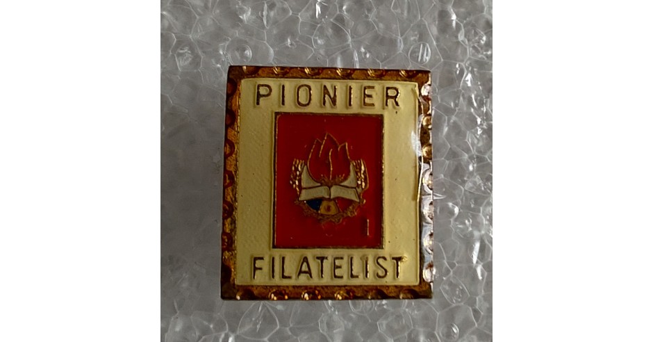 Insigna pionieri - Pionier filatelist - Clasa I | arhiva Okazii.ro