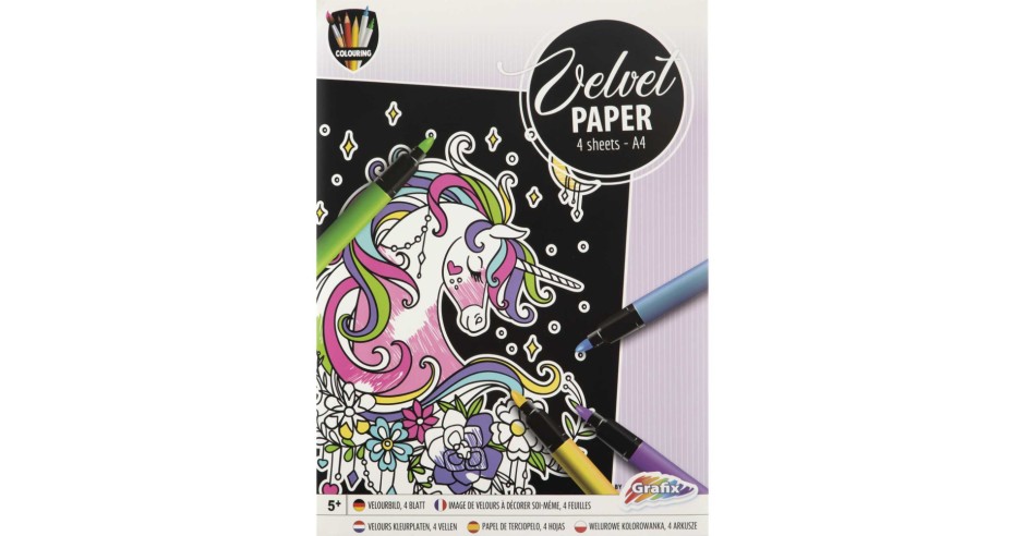 Set pictura 4 planse de colorat catifelate Velvet Paper 30x21 cm Grafix ...