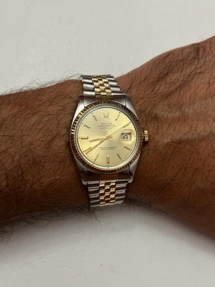 CEAS ROLEX DATEJUST - Aur & Otel - Ref. 16013 - Cal. 3035 - Cadran ...
