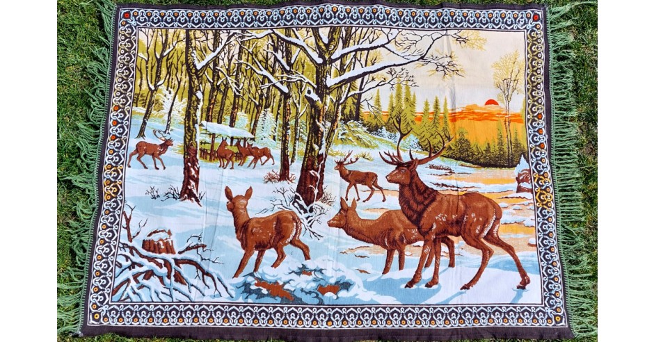 Cerbi si caprioare - carpeta imprimata, imprimeu textil 135 x 100 cm ...