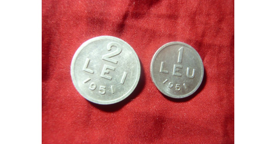 Set 2 Monede 1 lei si 2 lei 1951 RPR aproape necirculate | arhiva Okazii.ro