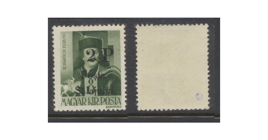 1945 ROMANIA Posta Salajului timbru local 2P pe 8f MNH expertizat Kiss ...