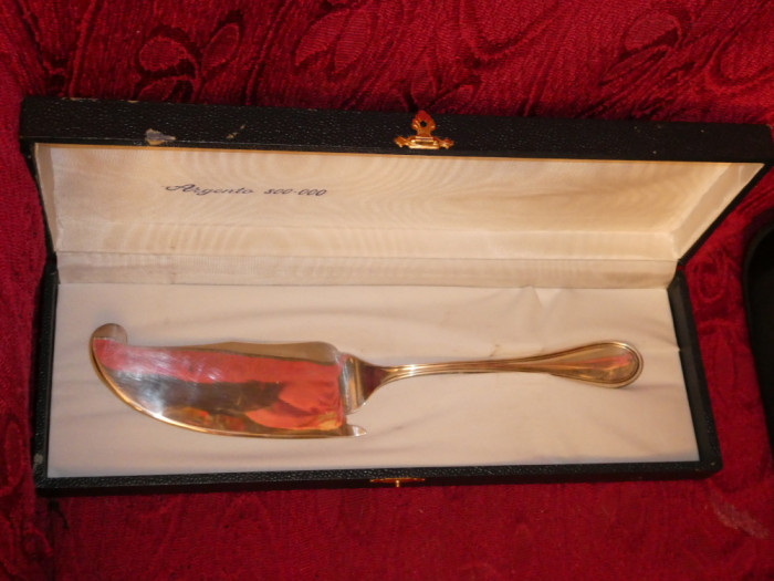 PALETA/CUTIT pt TORT/PESTE - ARGINT 800 + Cutie - Vintage - 113g. - 4 ...