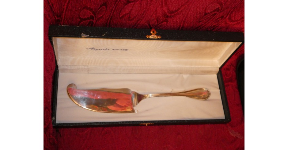 PALETA/CUTIT pt TORT/PESTE - ARGINT 800 + Cutie - Vintage - 113g. - 4 ...
